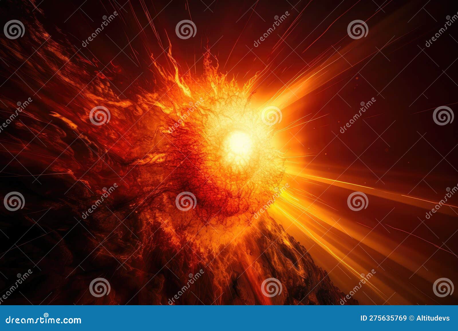 Dramatic Shot of Sun Exploding with Bursts of Heat and Light, Capturing ...