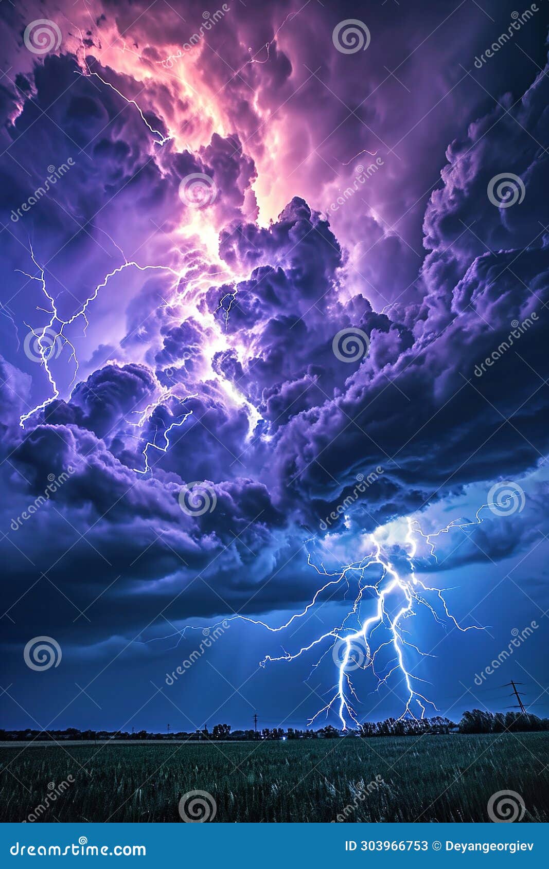 Dramatic Shot of Thunderstorms with Lightning in the Nature Stock ...