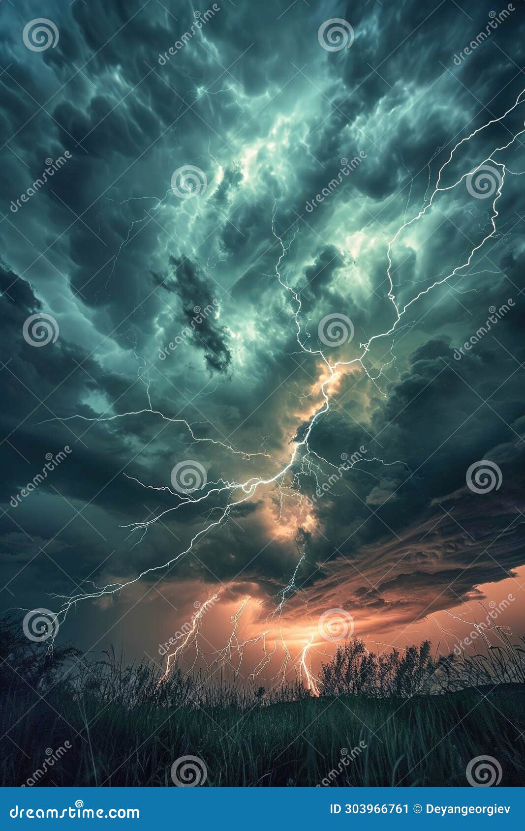 Dramatic Shot of Thunderstorms with Lightning in the Nature Stock ...