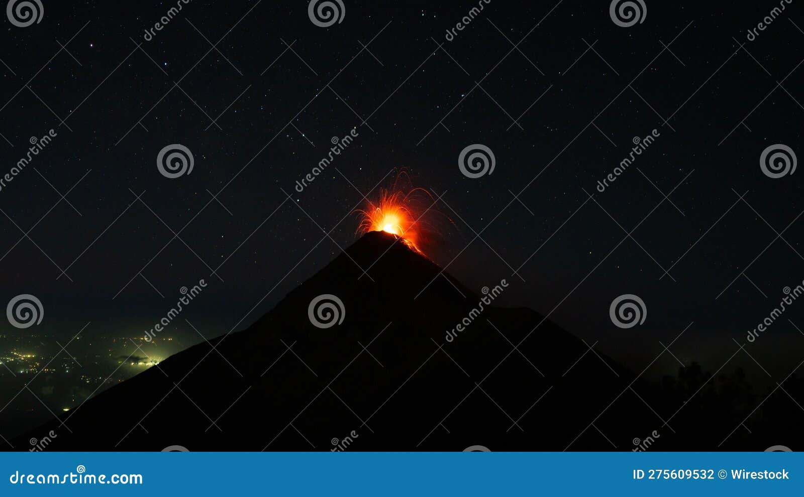Dramatic Shot of a Volcanic Eruption, with a Cloud of Ash and Lava ...