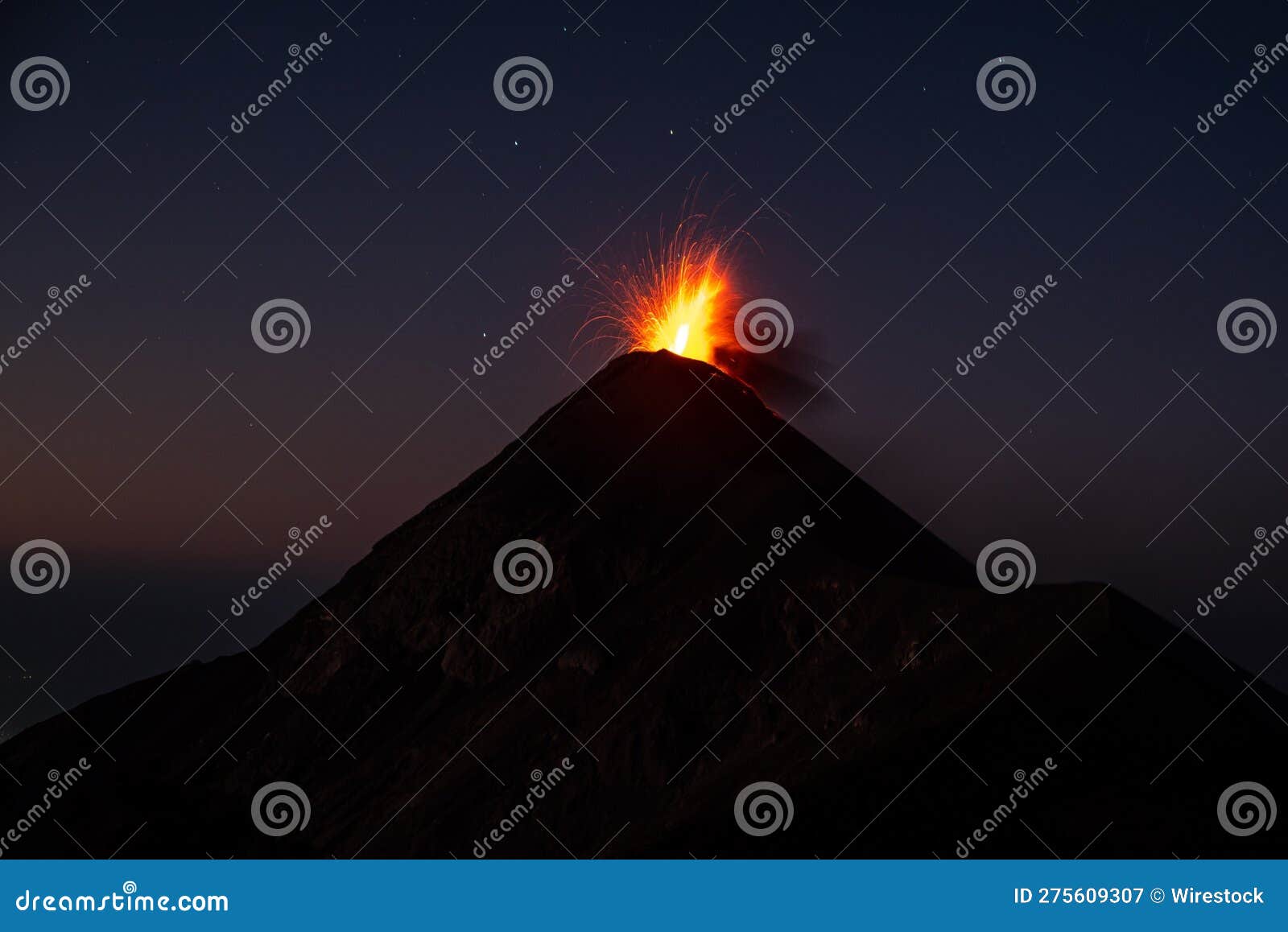 Dramatic Shot of a Volcanic Eruption, with a Cloud of Ash and Lava ...