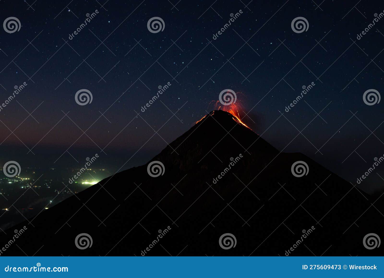 Dramatic Shot of a Volcanic Eruption, with a Cloud of Ash and Lava ...