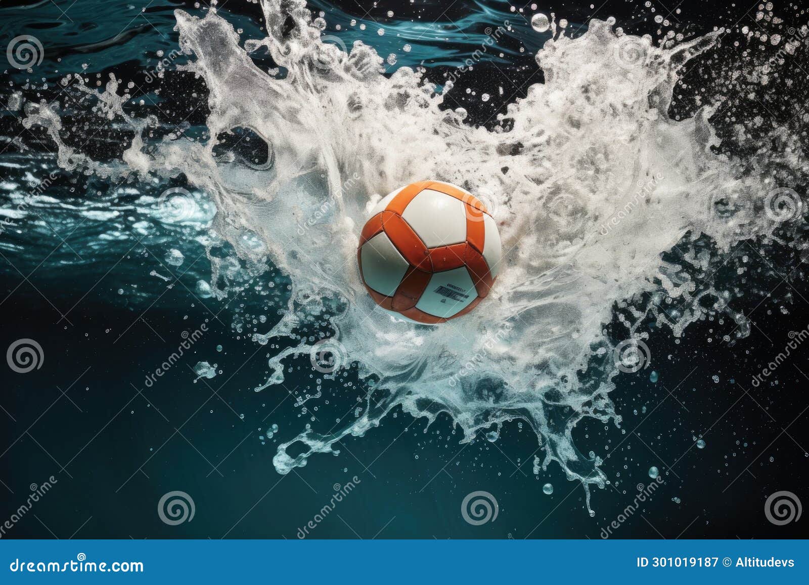 Dramatic Shot of Water Polo Ball Splashing into the Pool Stock ...