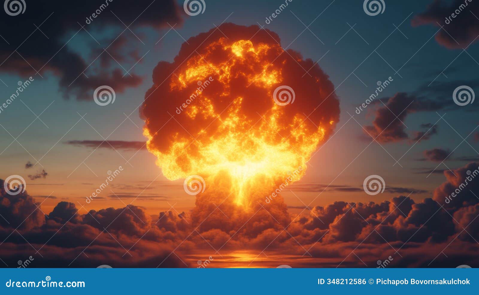 Dramatic Side Profile of Nuclear Explosion As it Unfolds in Sky Stock ...