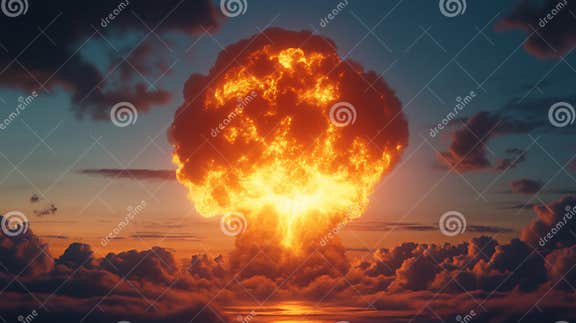 Dramatic Side Profile of Nuclear Explosion As it Unfolds in Sky Stock ...