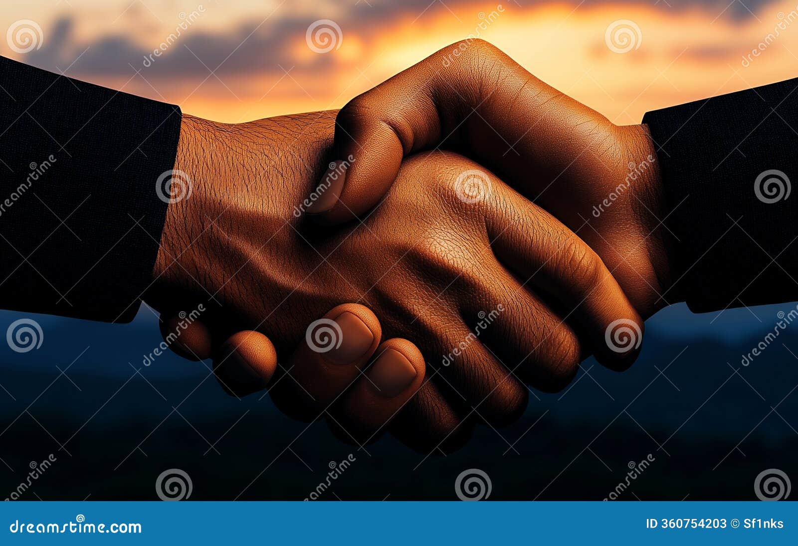 Dramatic Silhouette of Business Handshake Against Dark Background ...