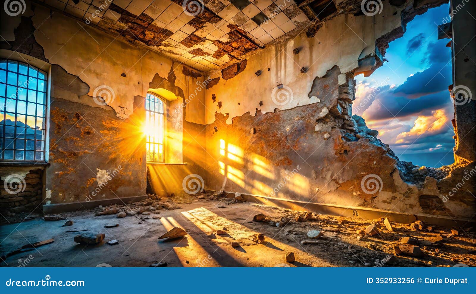 Dramatic Silhouette of a Crumbling Plaster Ceiling a Striking Image of ...