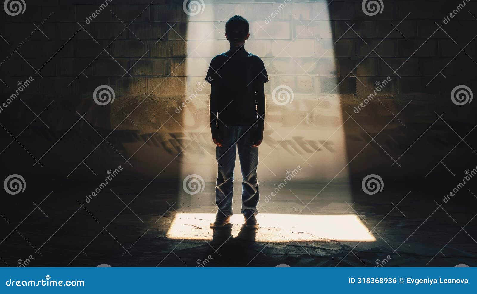 Dramatic Silhouette of Man in Bright Light Casting Striking Shadow with ...