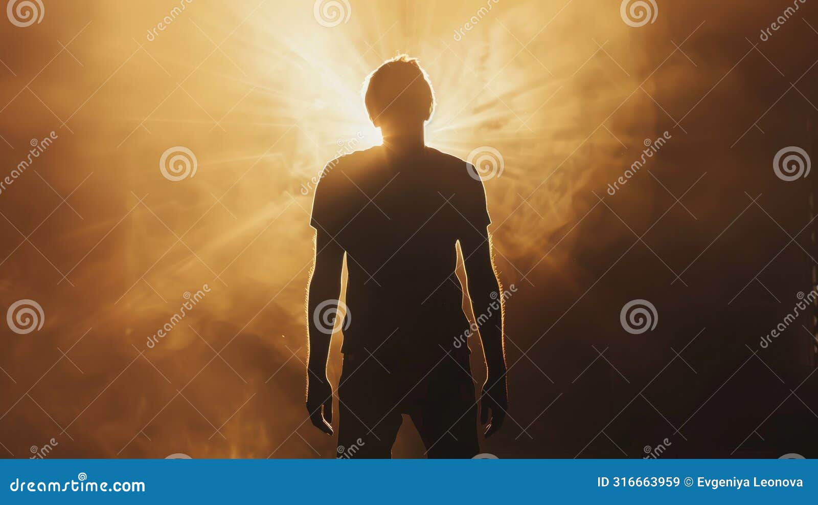 Dramatic Silhouette of a Man Standing in the Bright Light Casting a ...