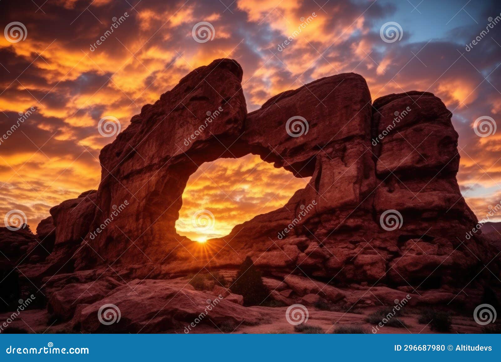 Dramatic Silhouette of a Stone Arch during Sunset Stock Photo - Image ...