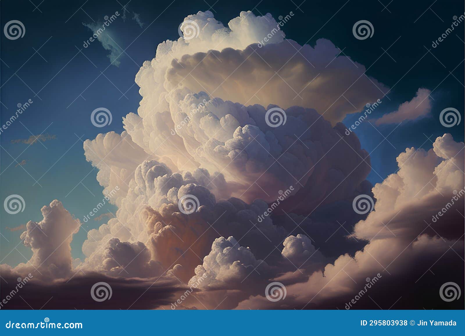 Dramatic Sky with Cumulus Clouds. 3D Illustration Stock Illustration ...