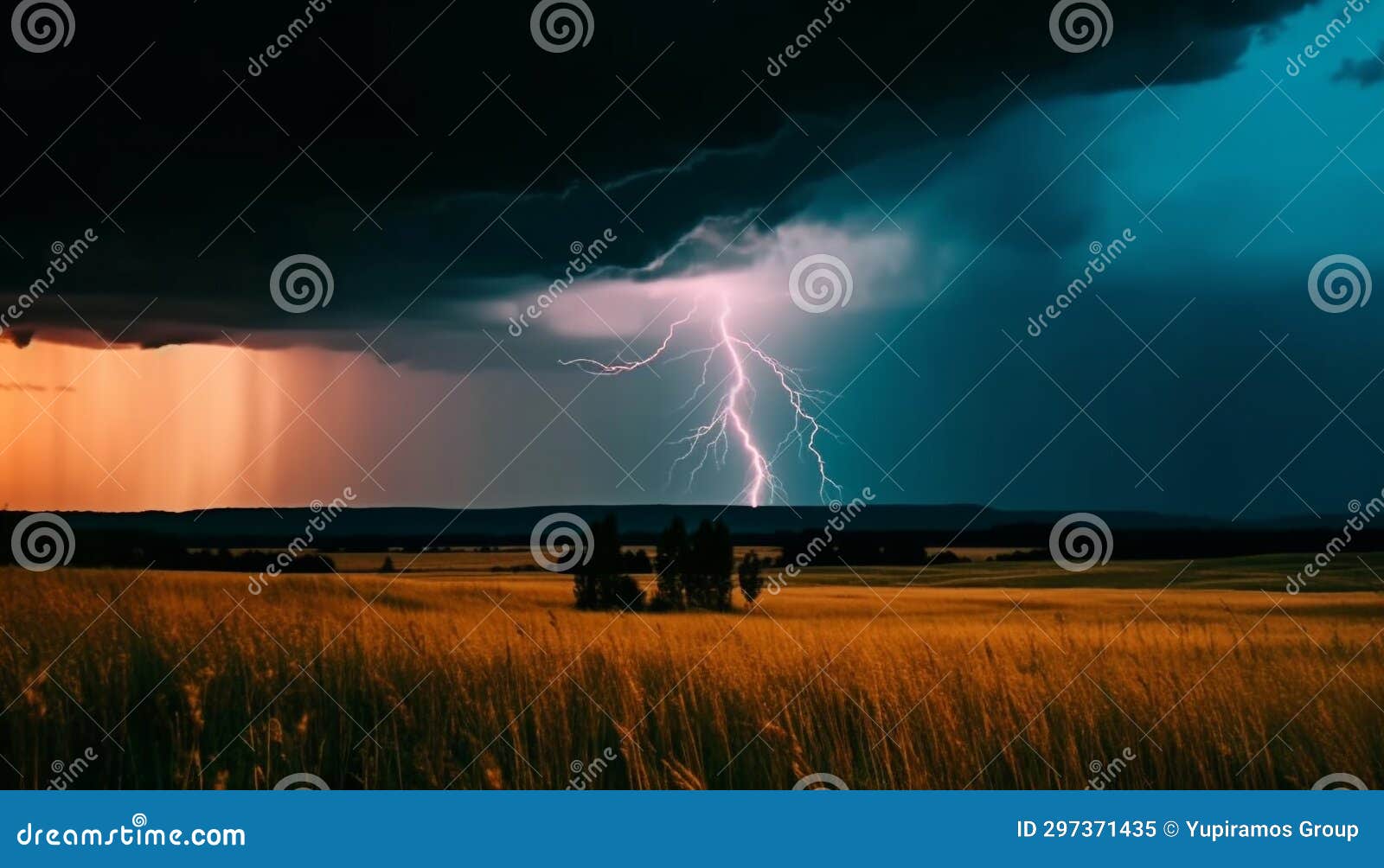 Dramatic Sky, Dark Landscape, Bright Flash, Nature Electricity in ...
