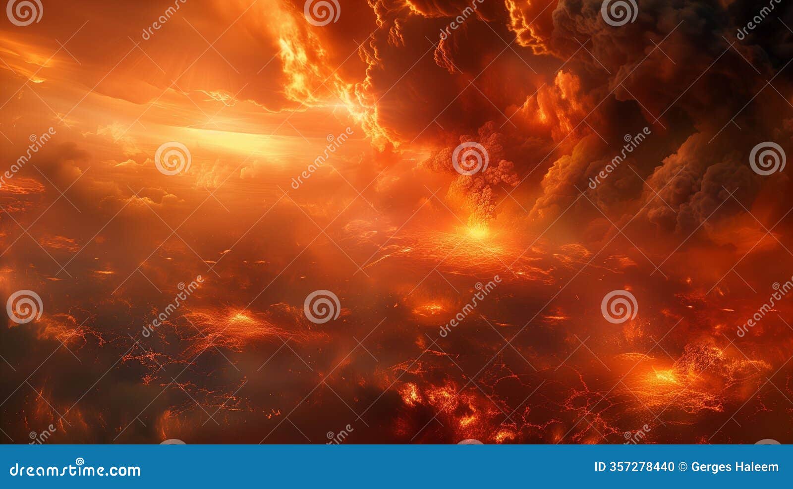 A Dramatic Sky Filled with Fiery Colors and Volcanic Activity in the ...