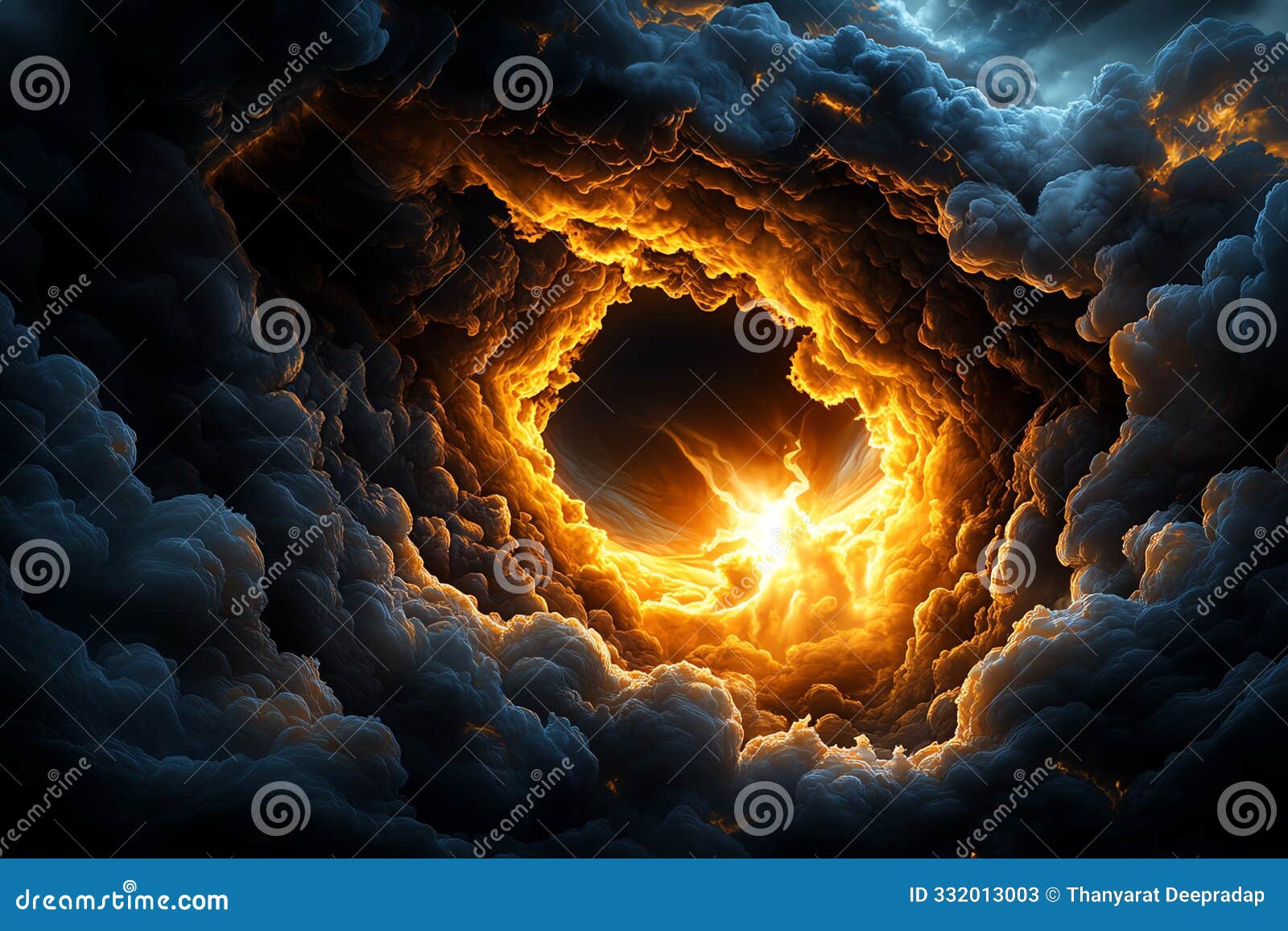 A Dramatic Sky Filled With Swirling Clouds And A Fiery Glow At The ...