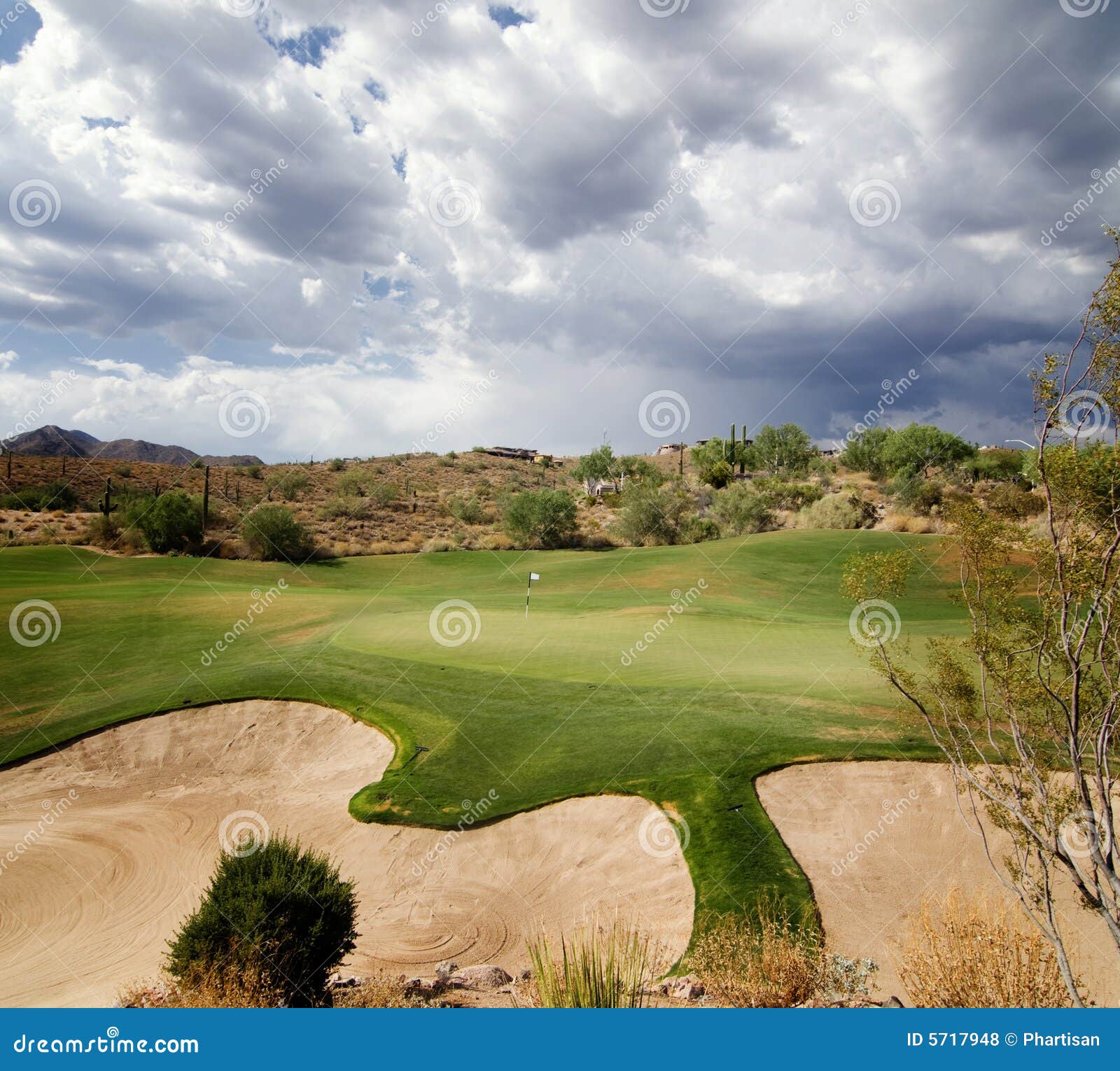 Dramatic Sky on Golf Course Green Stock Photo - Image of scottsdale ...