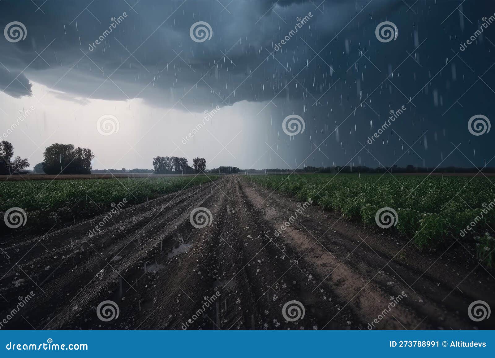 Dramatic Sky with Hail and Lightning during Powerful Storm Stock Image ...