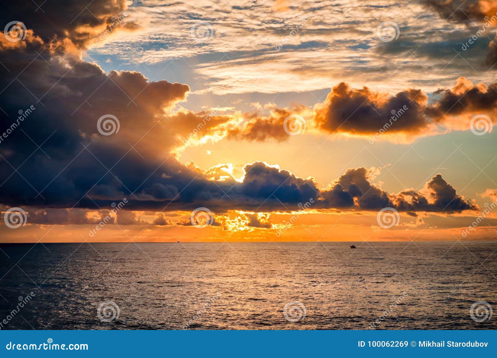 Dramatic Sky during a Hurricane and Sunset Over the Ocean Stock Image ...