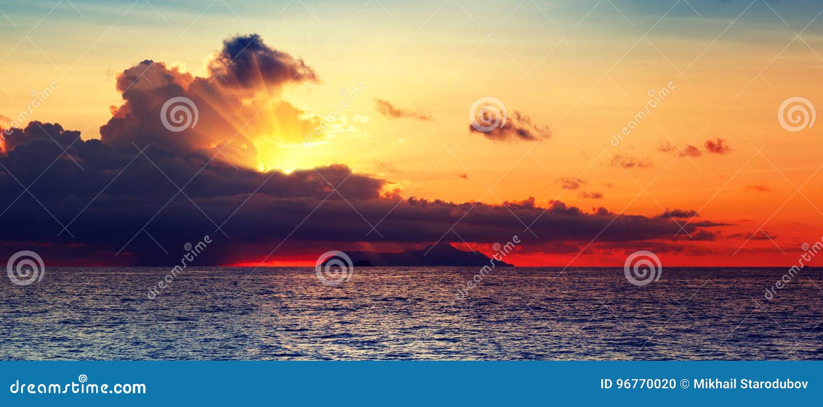 Dramatic Sky during a Hurricane and Sunset Over the Ocean Stock Photo ...