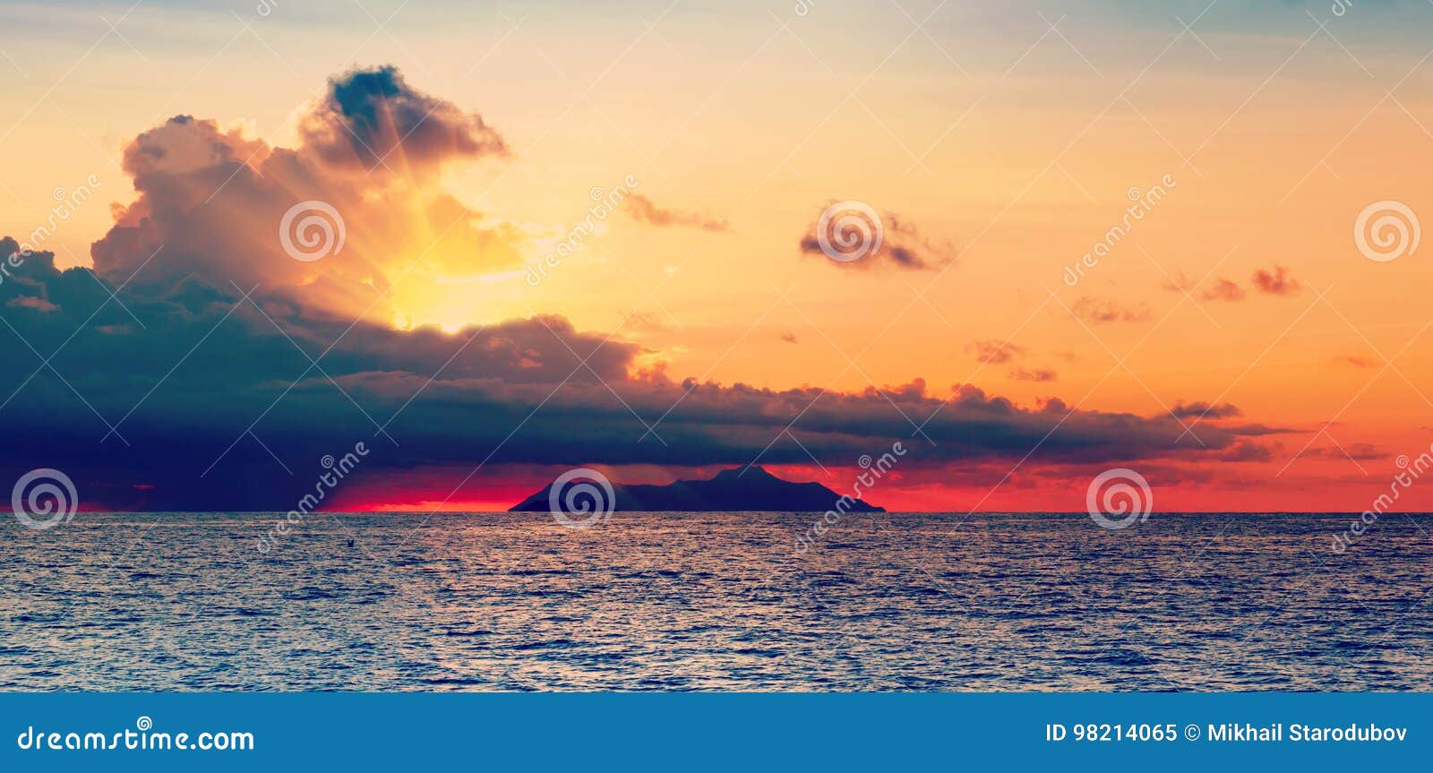 Dramatic Sky during a Hurricane and Sunset Over the Ocean Stock Image ...