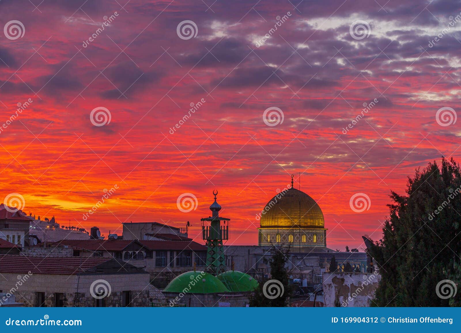 Dramatic Sunrise Behind the Dome of the Rock - Jerusalem, Israel Stock ...