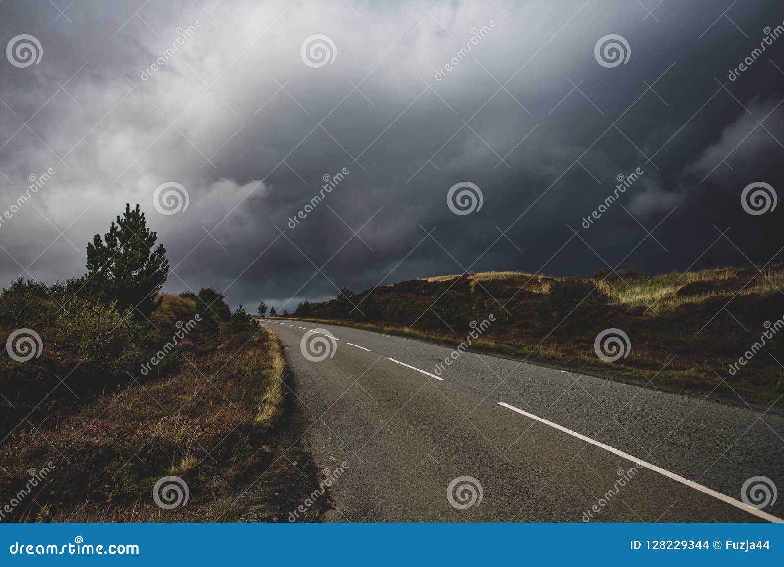 Stormy Dramatic Road in Scotland Stock Photo - Image of dusk, danger ...