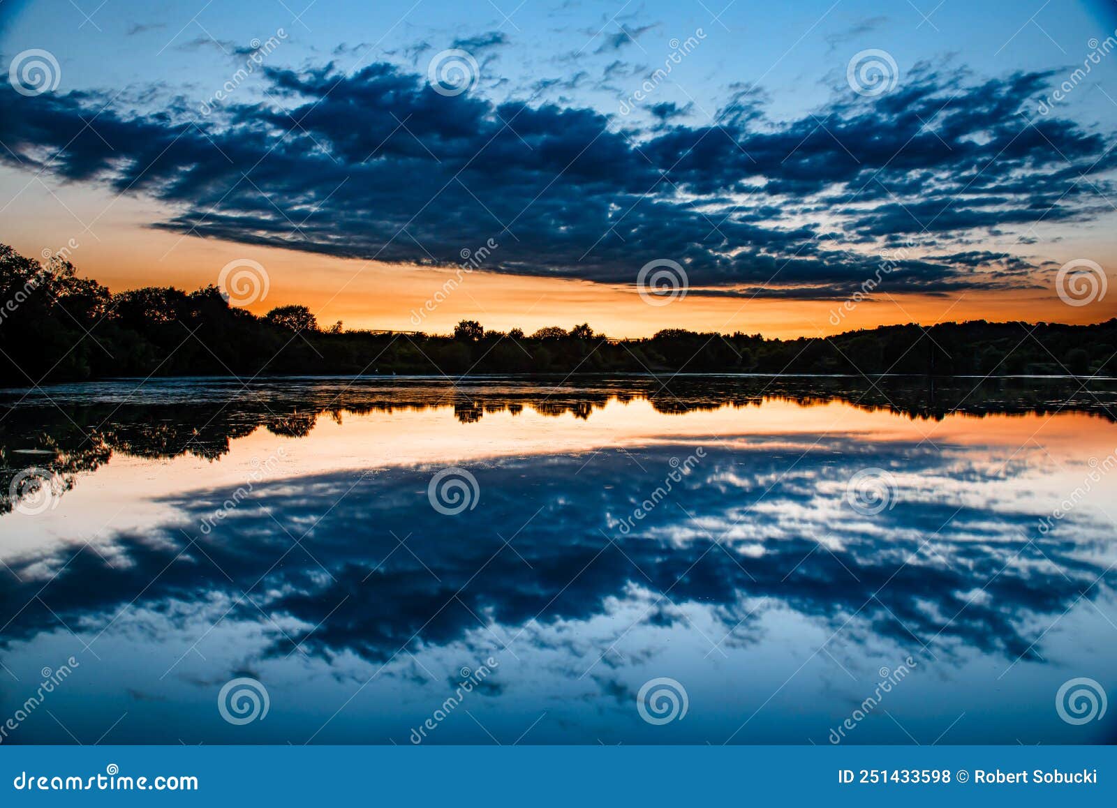Dramatic Sky with Reflection in the Lake Stock Photo - Image of sunrise ...