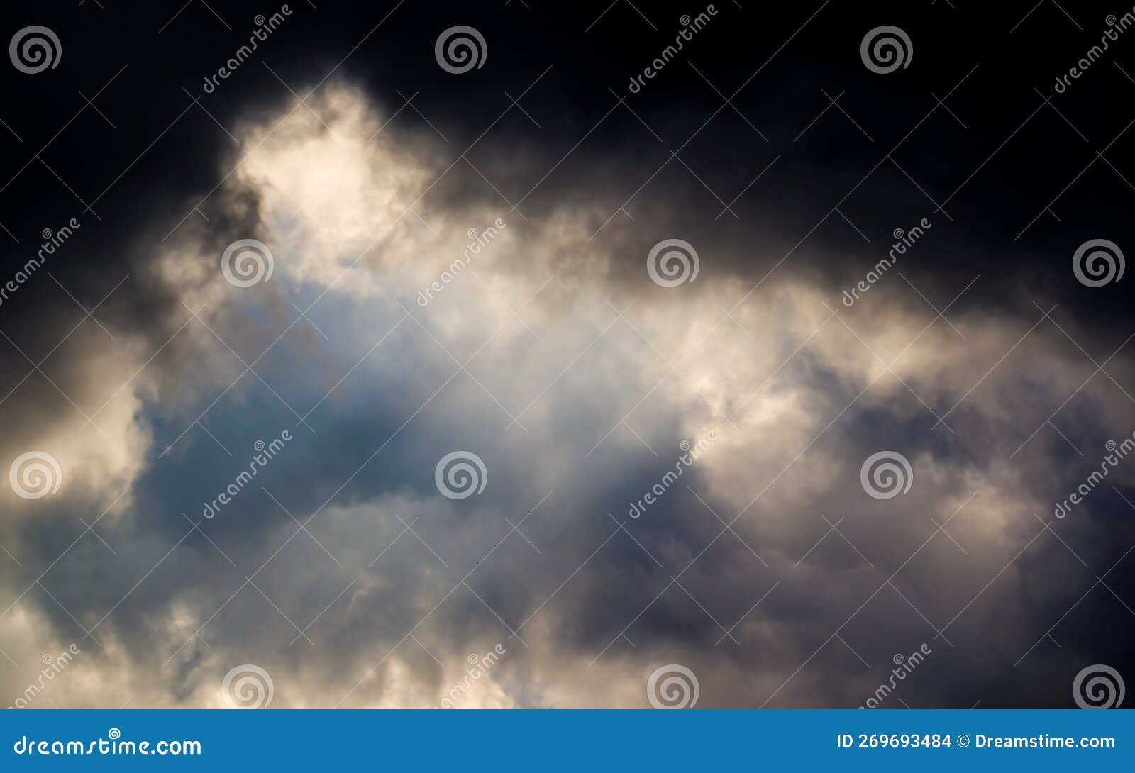 The Sun Rays Break through Dark Thunder Clouds Stock Photo - Image of ...