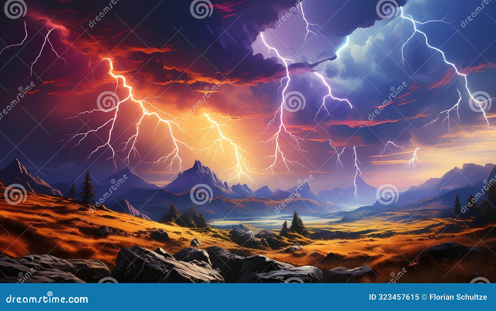Dramatic Sky, Split Lightning Danger, Natural Power Released Outdoors ...