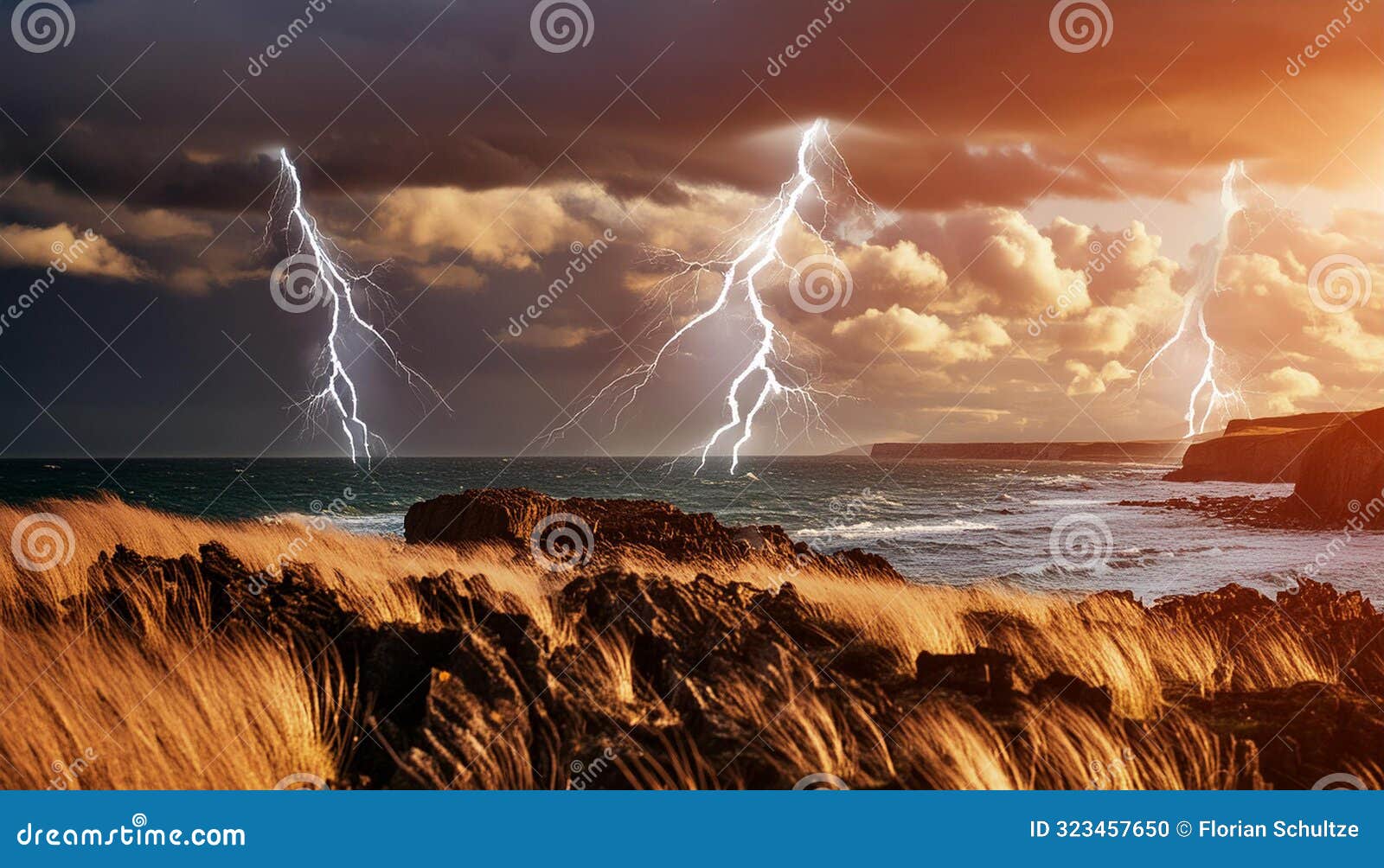 Dramatic Sky, Split Lightning Danger, Natural Power Released Outdoors ...