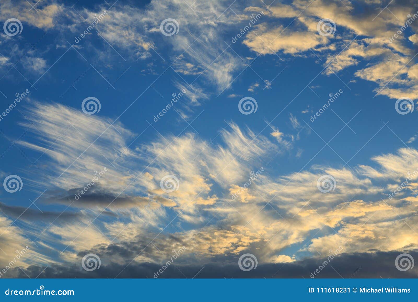 Dramatic Sky at Sundown, with Wispy Cirrus Clouds -- Background Stock ...