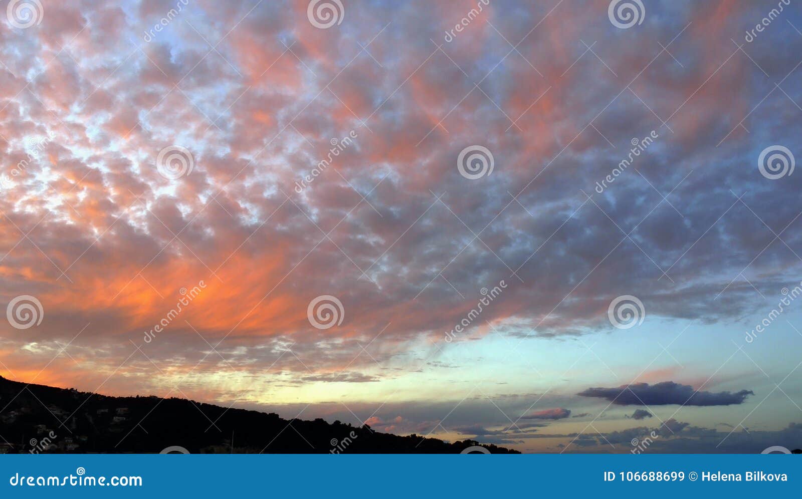 Dramatic Sky Sunset Clouds Scenery Background Stock Image - Image of ...