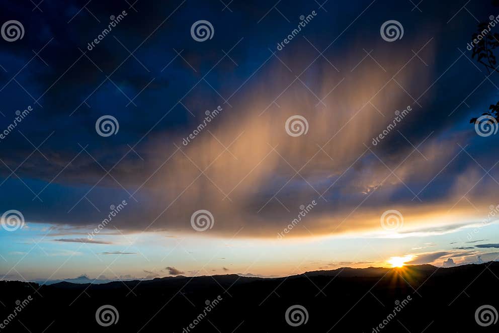 Dramatic Sky on Sunset with Heavy Clouds Stock Image - Image of marche ...