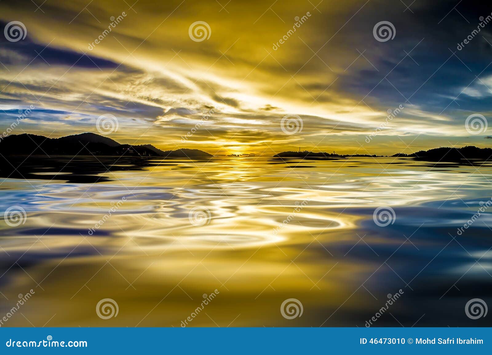 Dramatic Sky and Sunset Reflection on Water Stock Photo - Image of view ...