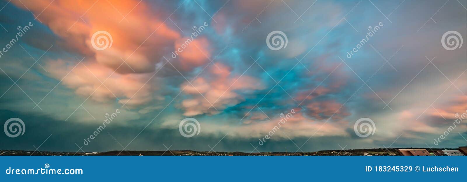 Dramatic Sky with Thunderclouds. Pink Clouds Illuminated by the Rays of ...
