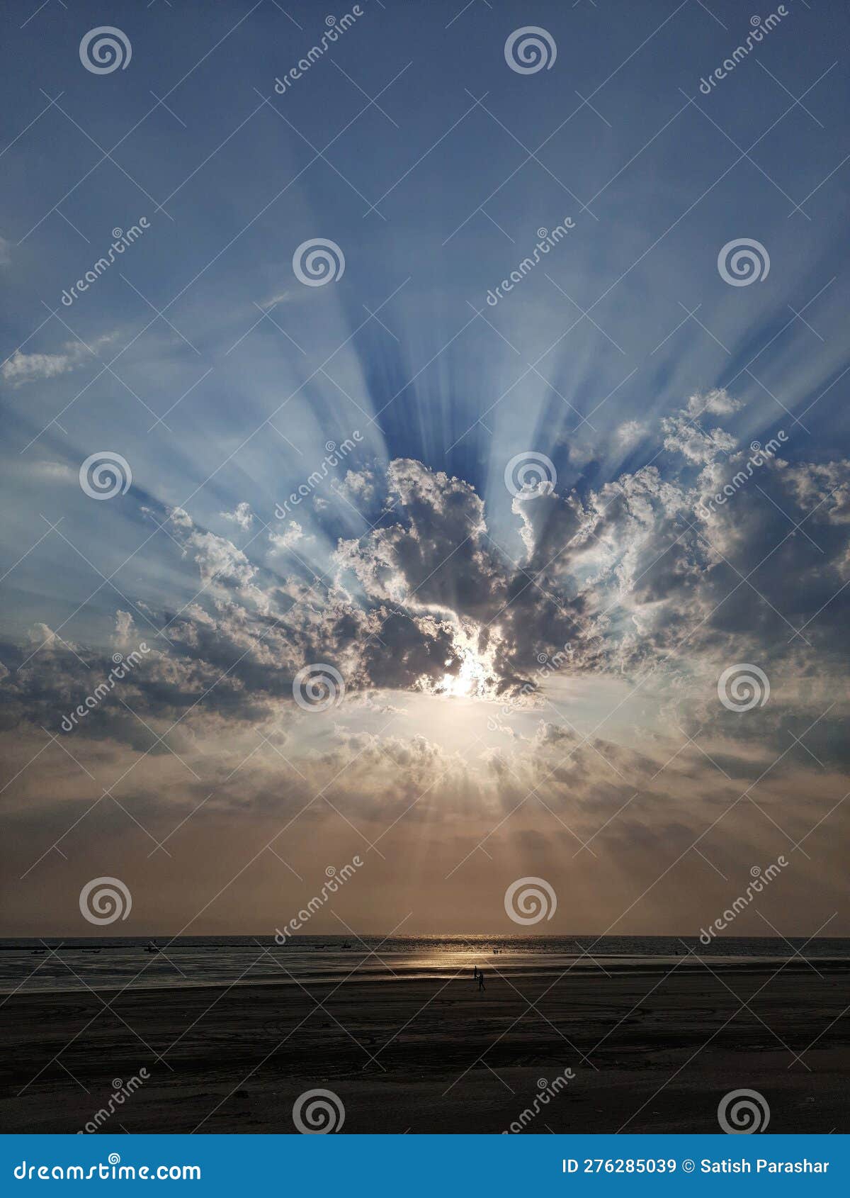 Dramatic Sky on the Time of Sunset on Beach Stock Image - Image of ...