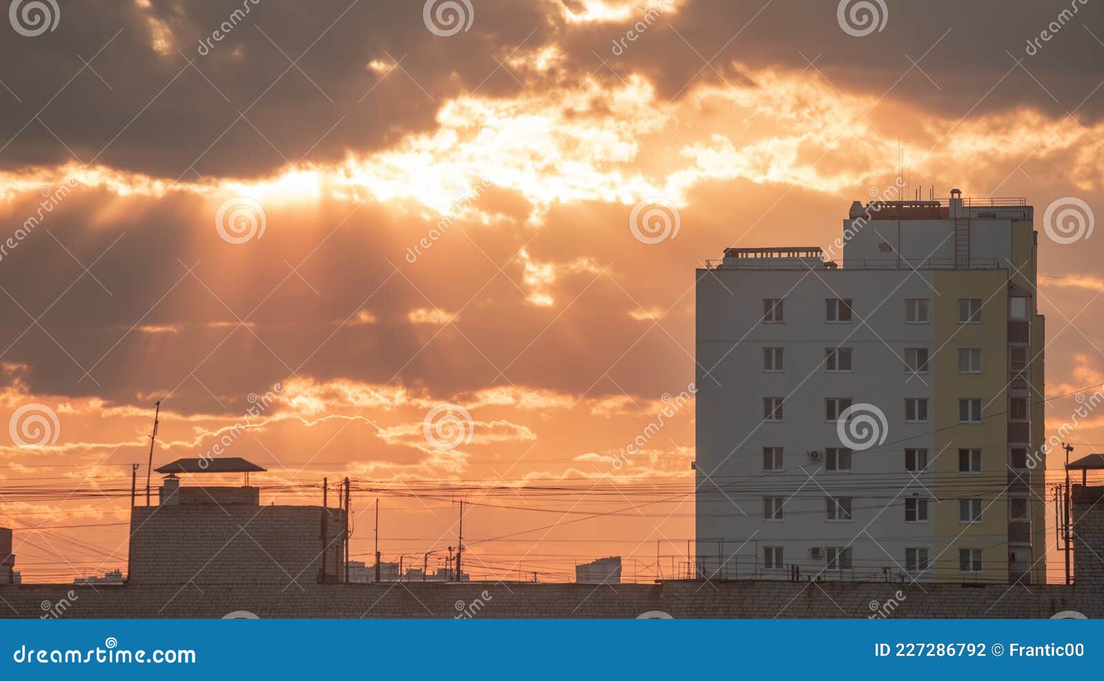 Dramatic Sky through Which Rays of the Setting Sun Break through ...