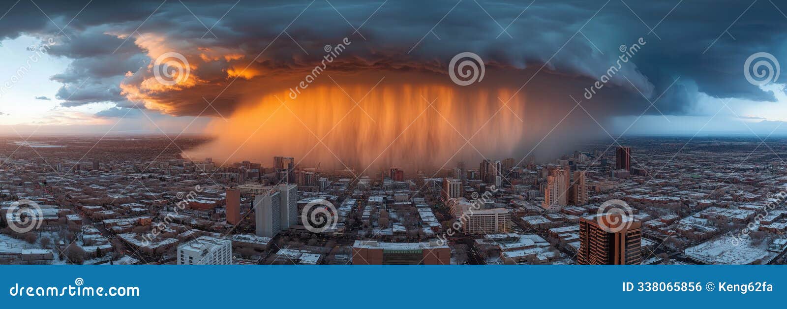 Dramatic Skyline Raining with Intense Storm Clouds and Fiery Sunset ...