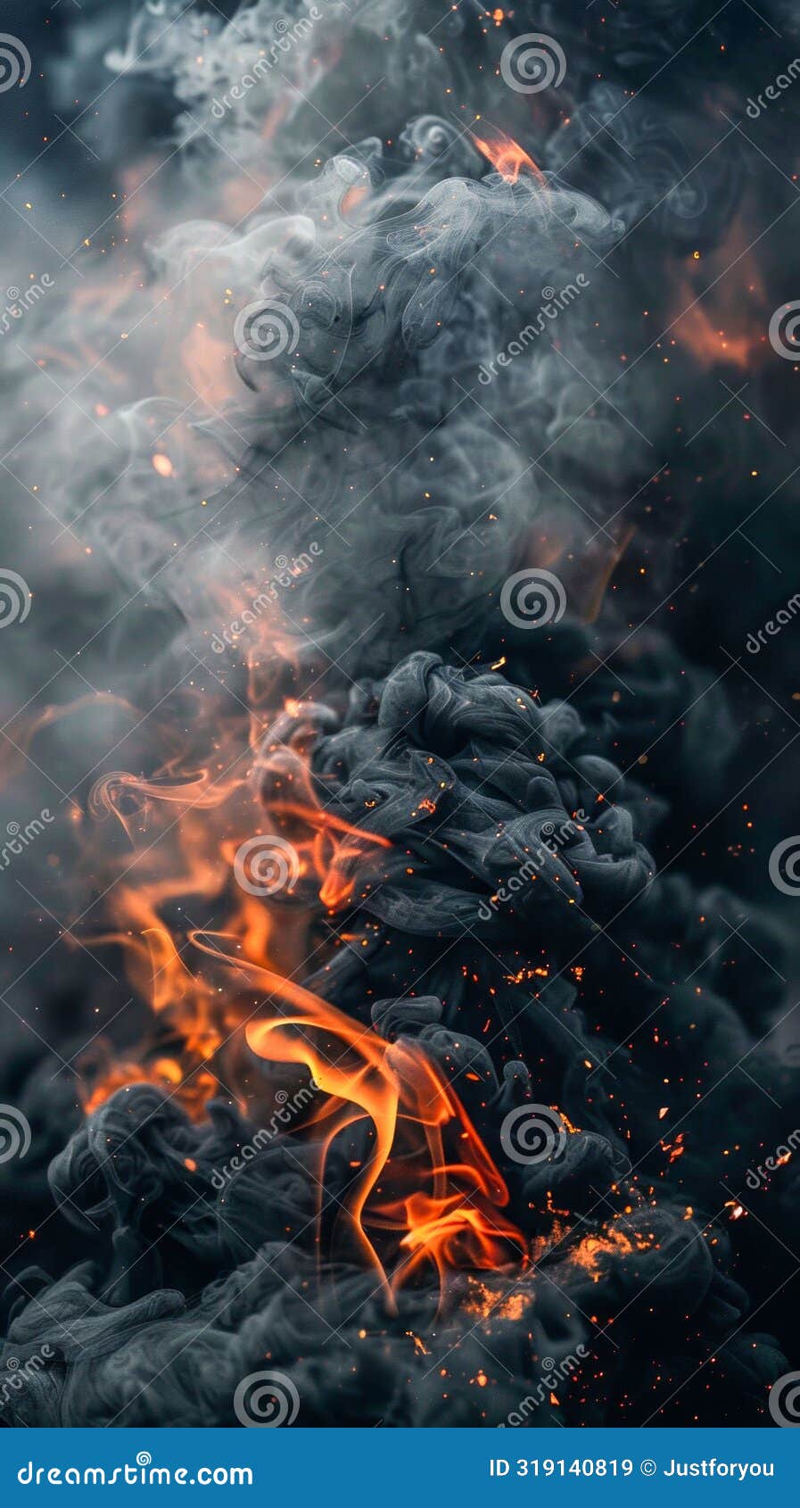 Dramatic Smoke and Fire on Black Background. Generative Ai Stock ...