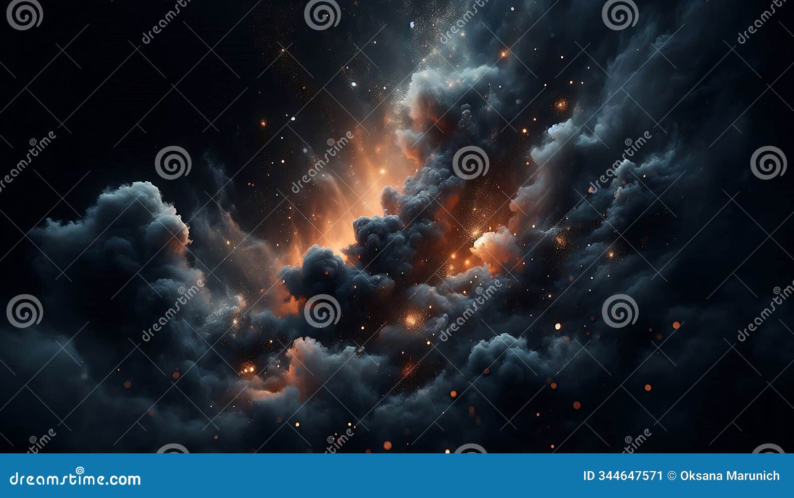 Dramatic Smoke and Fire Effect with Sparks on Dark Background Stock ...