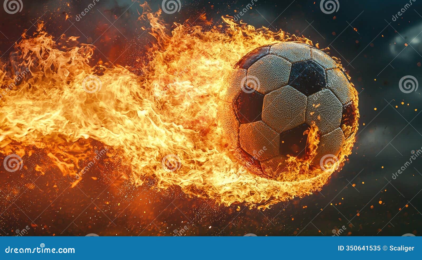 Dramatic Soccer Ball on Fire for Sports Theme Design and Dynamic ...