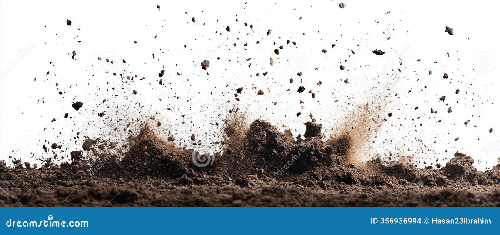 Dramatic Soil Explosion Against White Background: a High-Resolution Image of Dirt Particles in ...