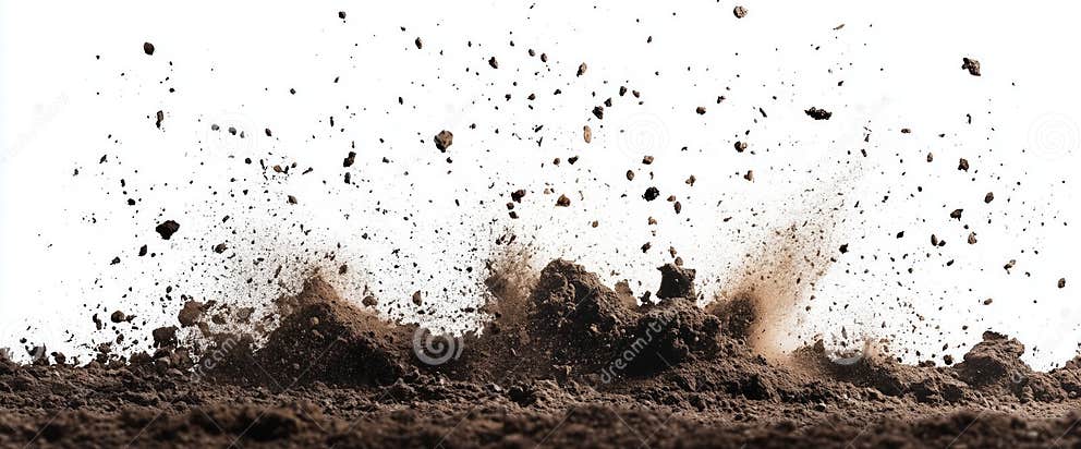 Dramatic Soil Explosion Against White Background: a High-Resolution ...