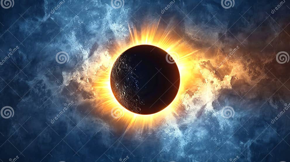 Dramatic Solar Eclipse with Bright Corona Effect in the Night Sky ...