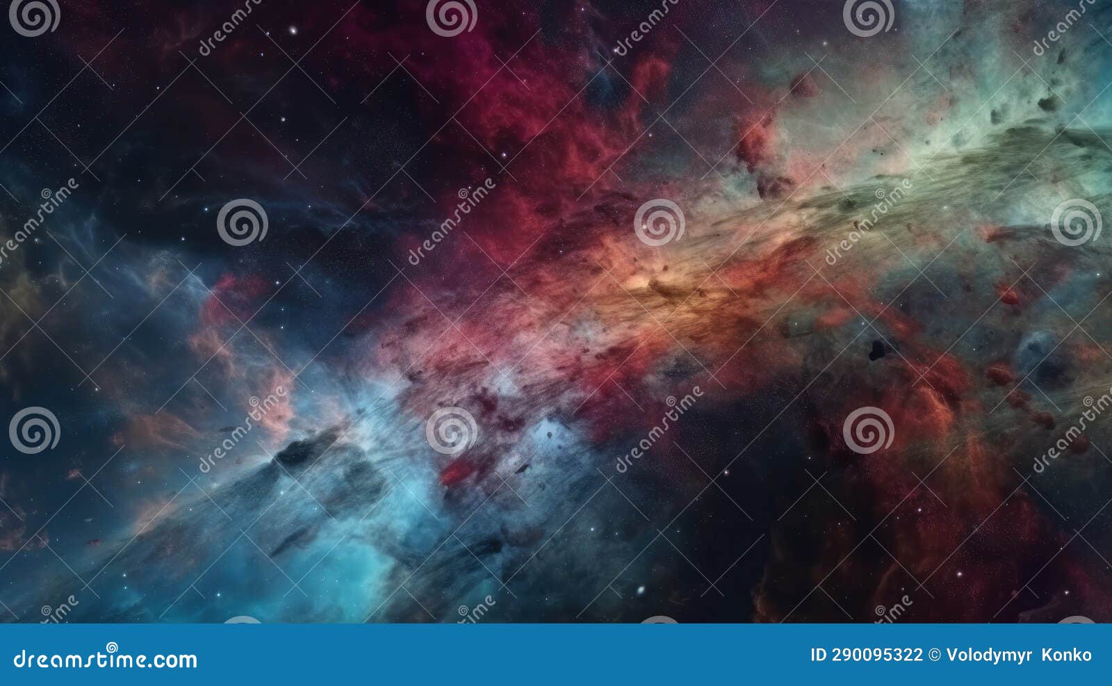 Dramatic Space View Moving through Universe Galaxies Stars and Nebulae ...