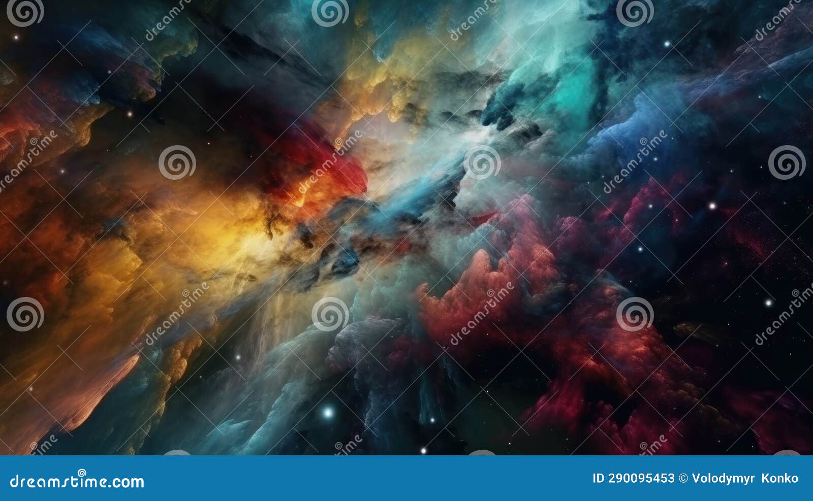 Dramatic Space View Moving through Universe Galaxies Stars and Nebulae ...