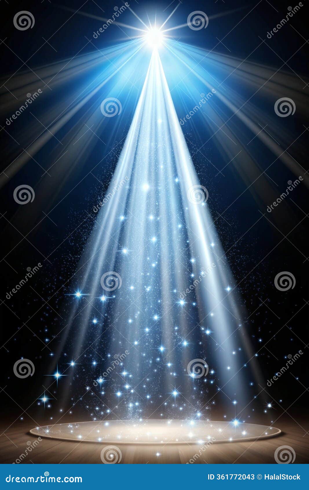 Spotlight and God Rays with Particles on Black Background Stock ...