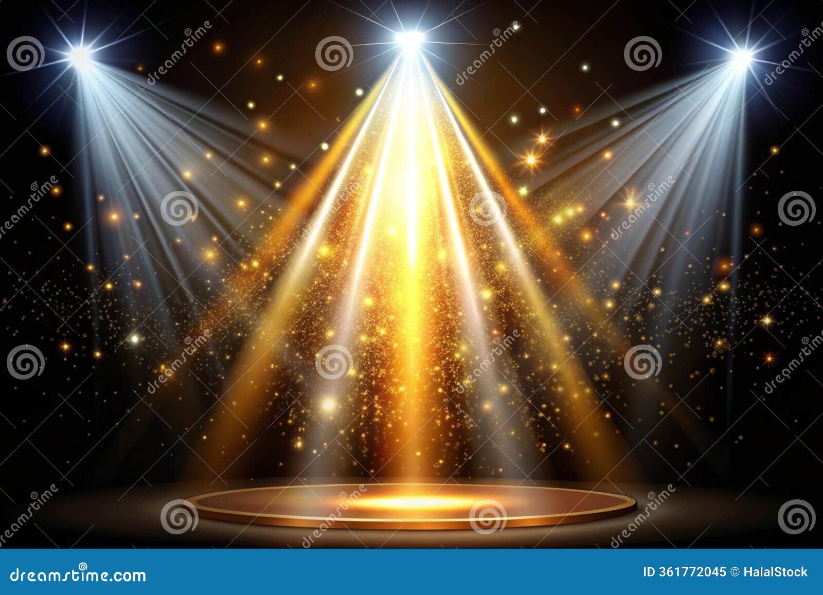 Spotlight and God Rays with Particles on Black Background Stock ...