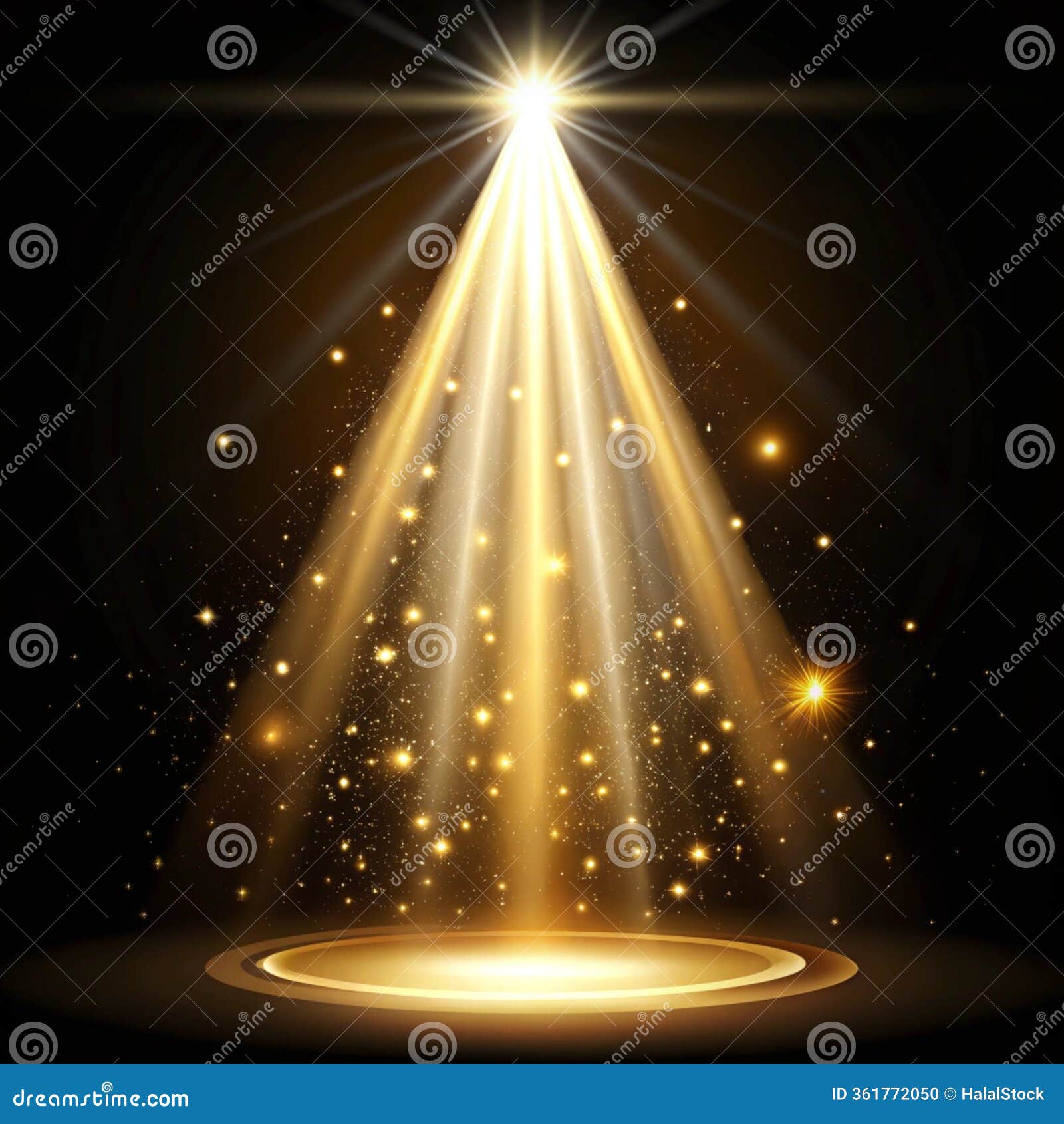 Spotlight and God Rays with Particles on Black Background Stock ...