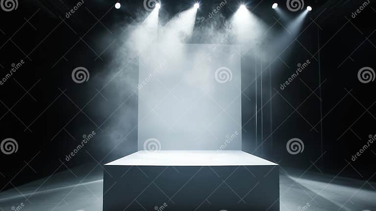 Dramatic Spotlight on Empty Stage with Smoke Effects in Dark Theater ...