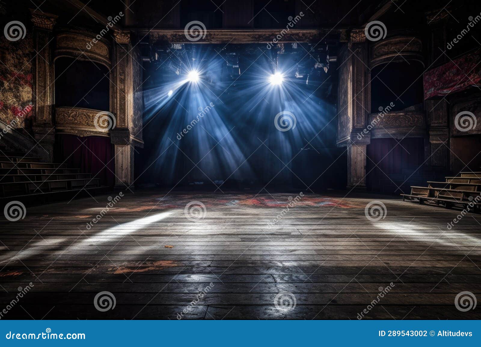 Dramatic Spotlight on an Empty Theater Stage Floor Stock Photo - Image ...